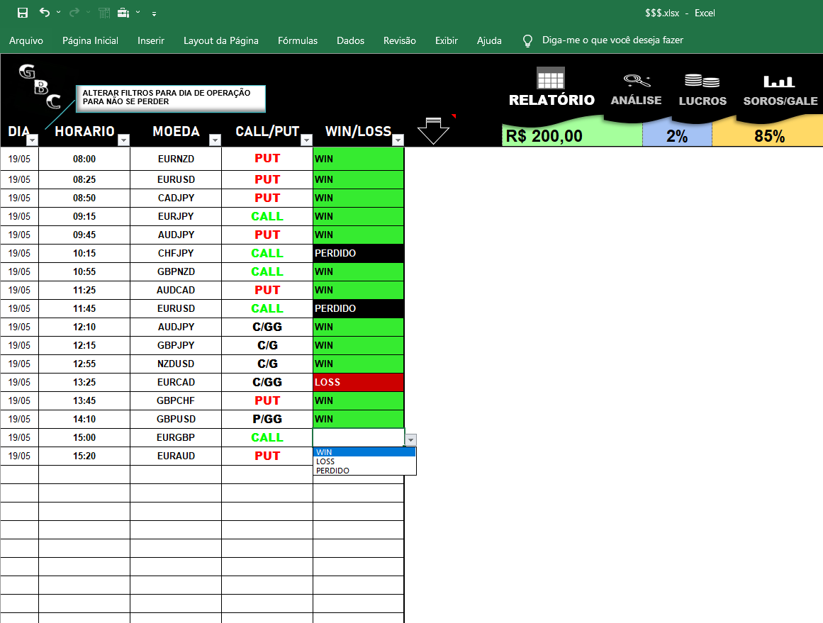 Planilha Trade/Binaria GBC - wesley augusto | Hotmart