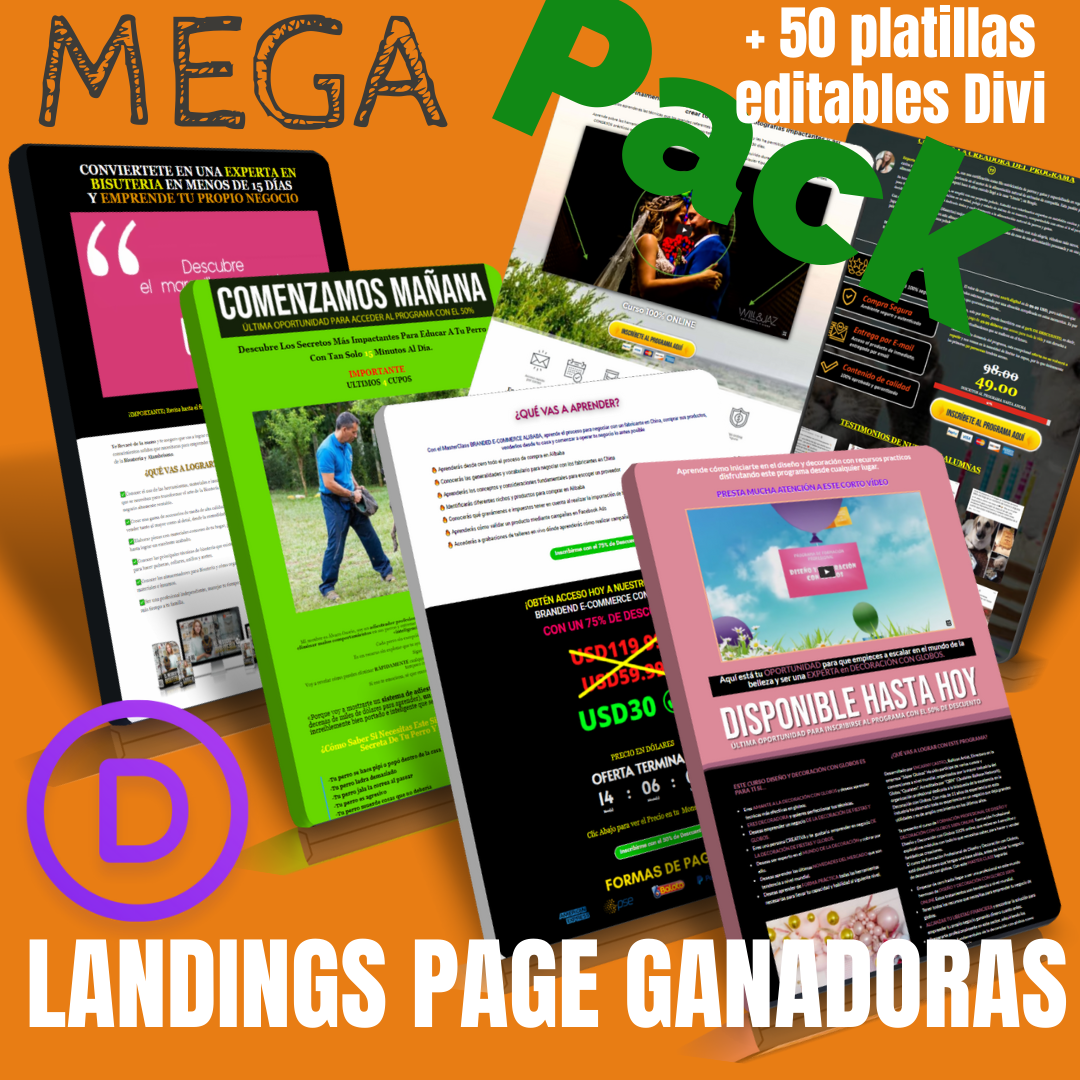 Mega Pack de Landings Ganadoras Divi - Gabriel López Ortíz | Hotmart