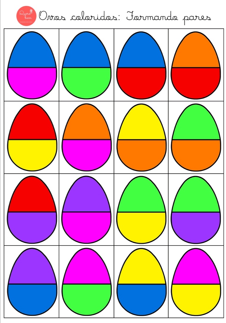 Ovos coloridos: formando pares - Quero Bem - Loja de Atividades Edu...