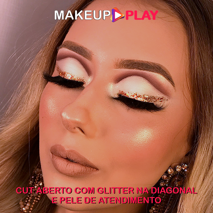 Makeup Play - Fabi Pink - Cut aberto com glitter na diagonal e pele de ...