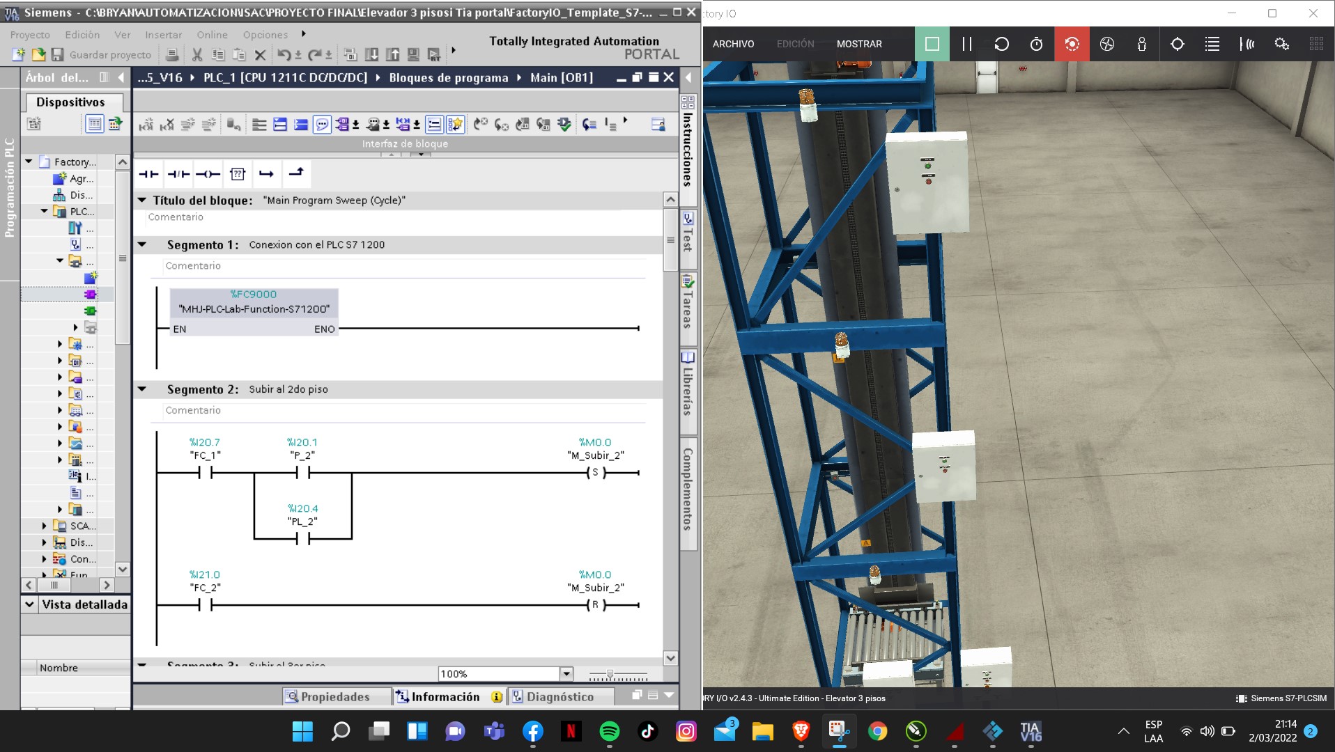 PROYECTO ASCENSOR 3 PISOS - Factory IO - Ti Aportal 16 - BRYAN PORR...