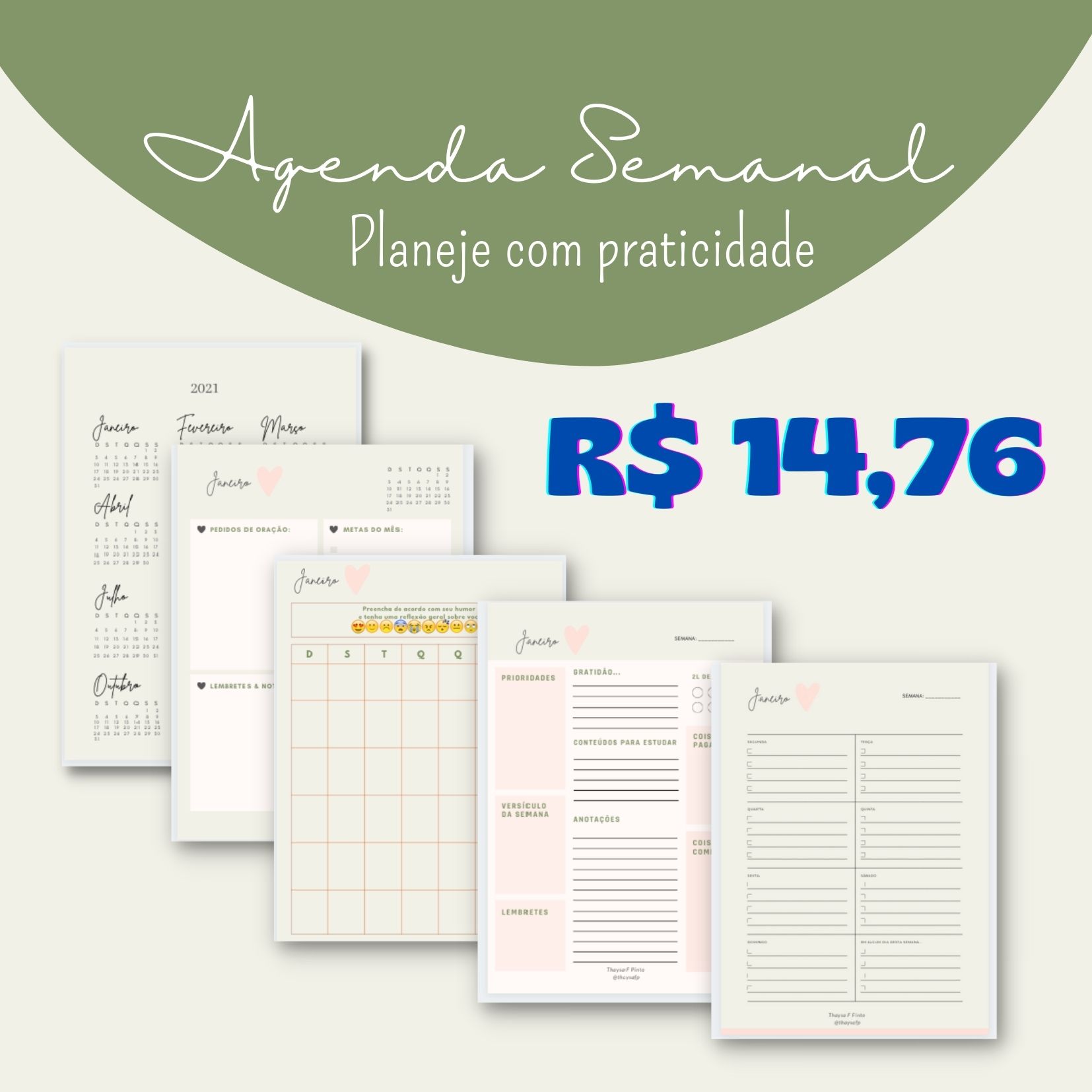 Agenda Semanal - Planeje sua rotina com praticidade! - Thaysa | Hot...
