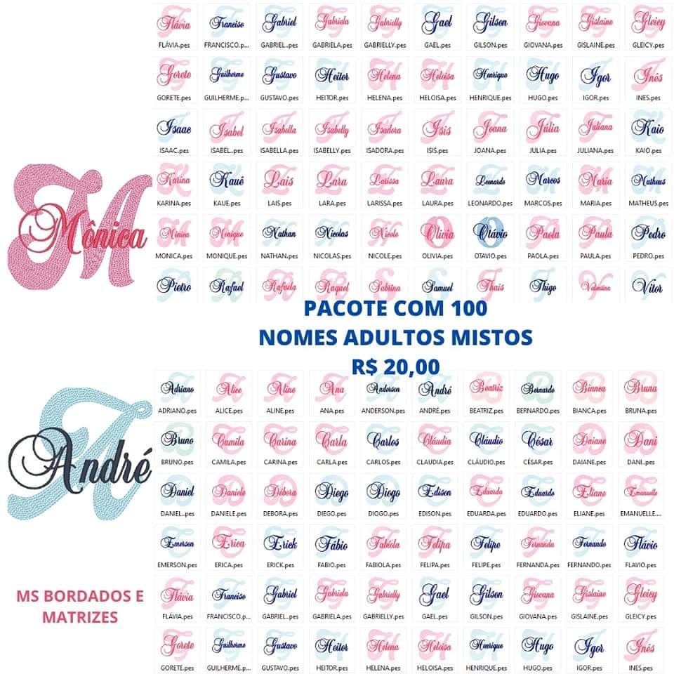 Pacote 100 nomes adulto - MS Matrizes | Hotmart