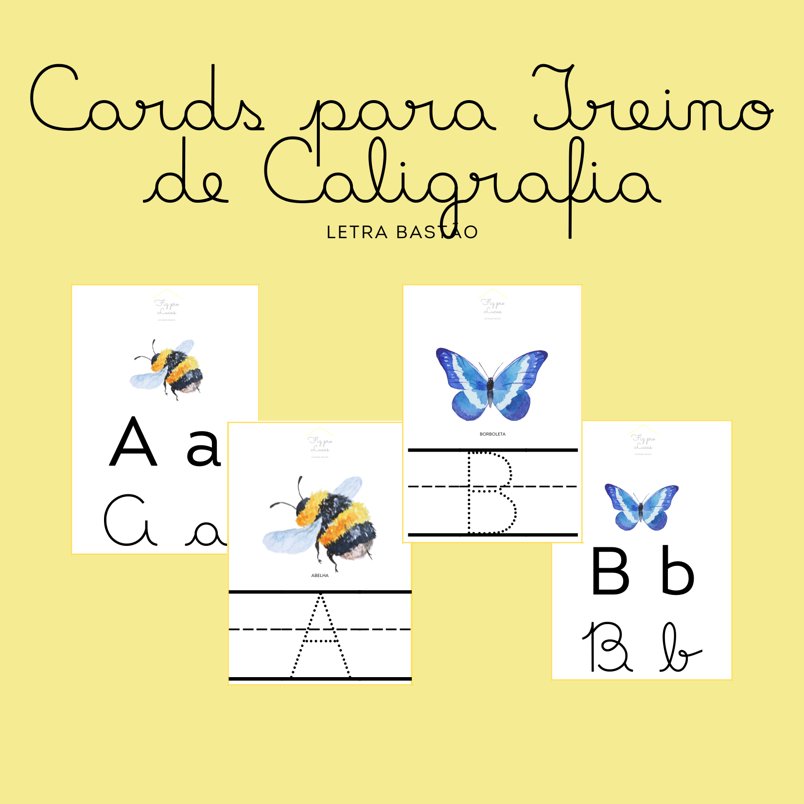 Cards para treino de Caligrafia - Letra Bastão - Marina Martini de ...