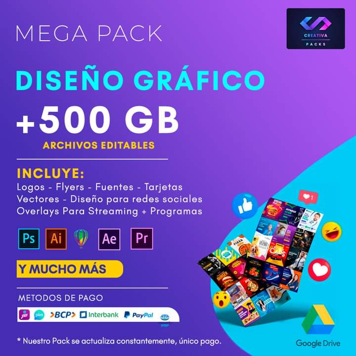 🔥 MEGA PACK DISEÑO GRÁFICO + 𝟓𝟎𝟎 𝐆𝐁 🔥 - bryan michael candia limaco ...