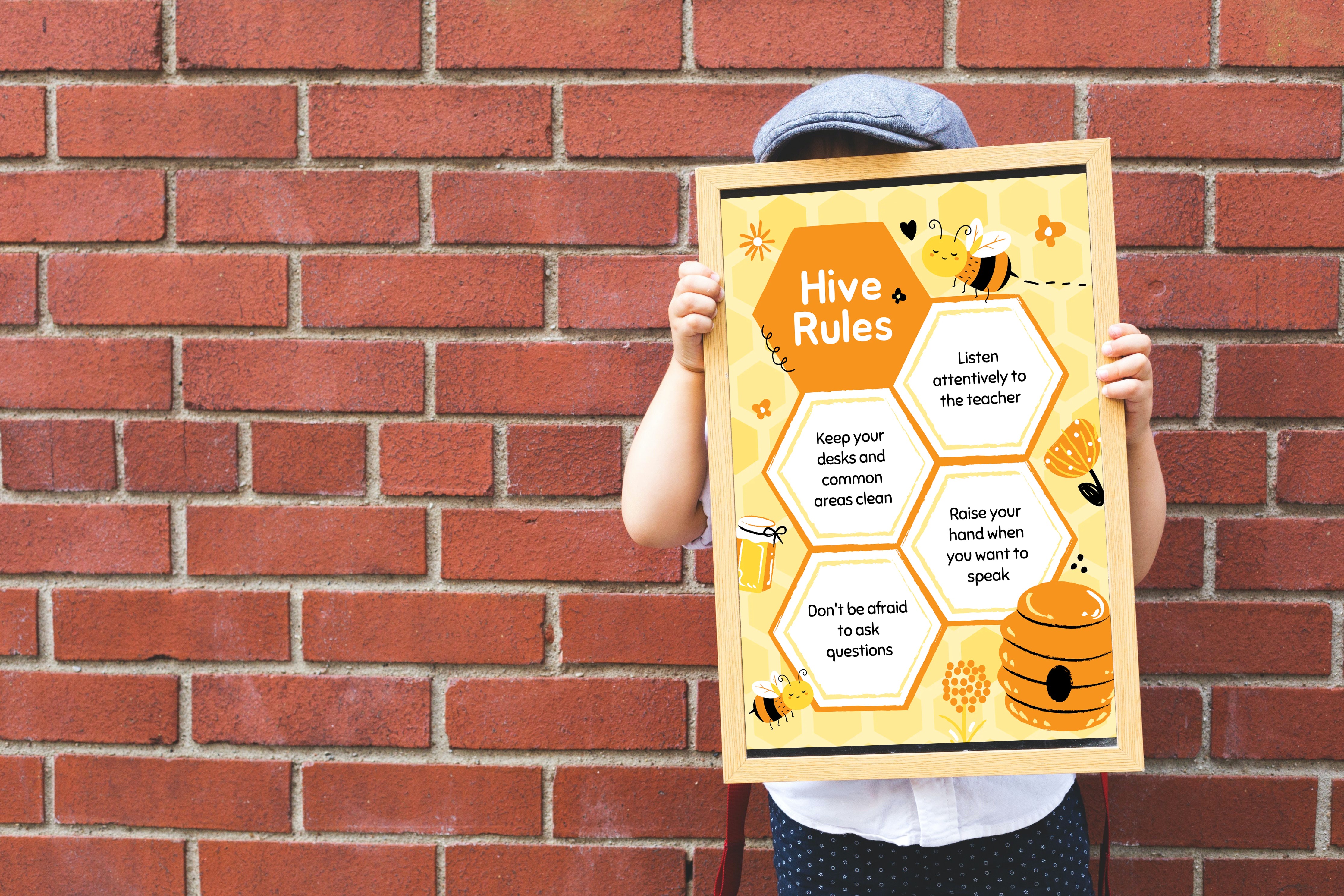 KIT Yellow and Orange Bees for Teachers, Classroom Rules Poster, Fo...