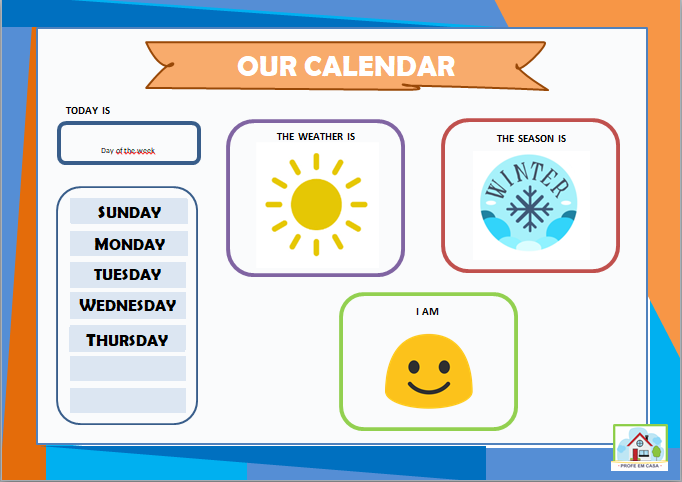 Calendário em inglês - 2 a 5 anos. Arquivo digital. - Ana Carolina ...