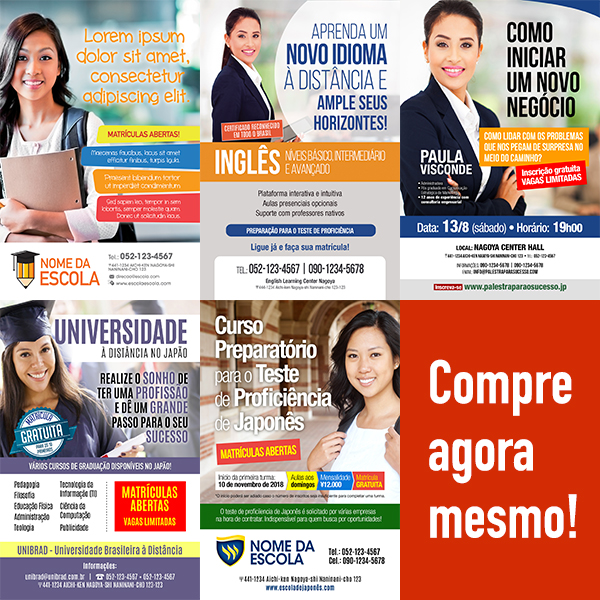 5 Flyers PSD editáveis - Escolas e Cursos - Ronaldo Sugimoto | Hotmart