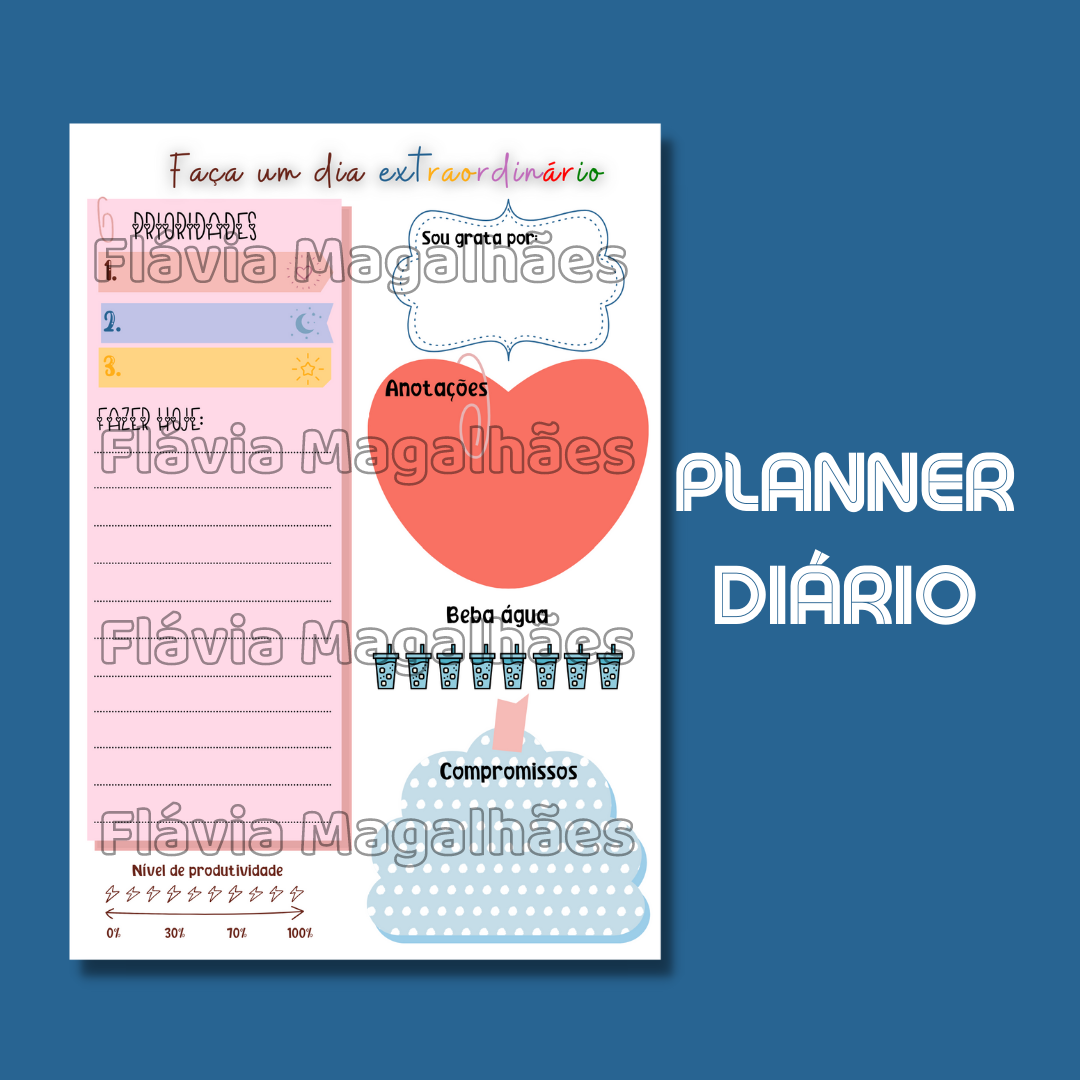 Planner diário - Flávia Magalhães | Hotmart