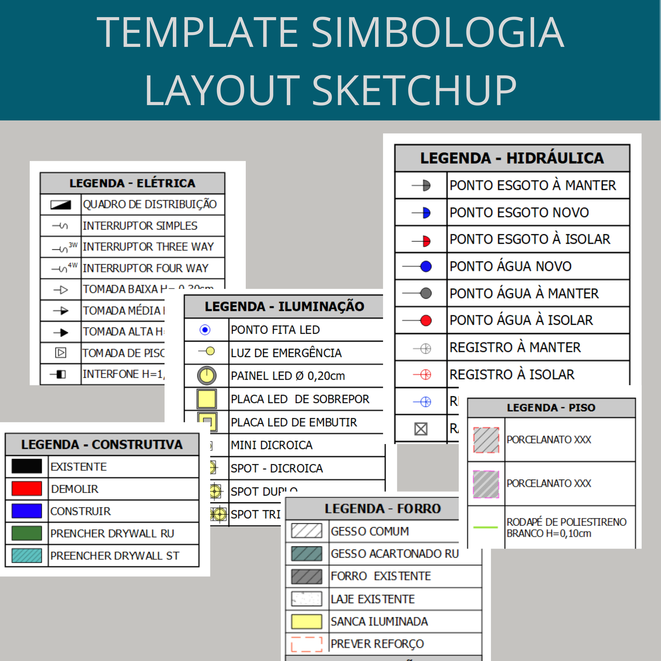 Template de simbologias - Layout Sketchup - Hanna de Paula Souto | Hotmart