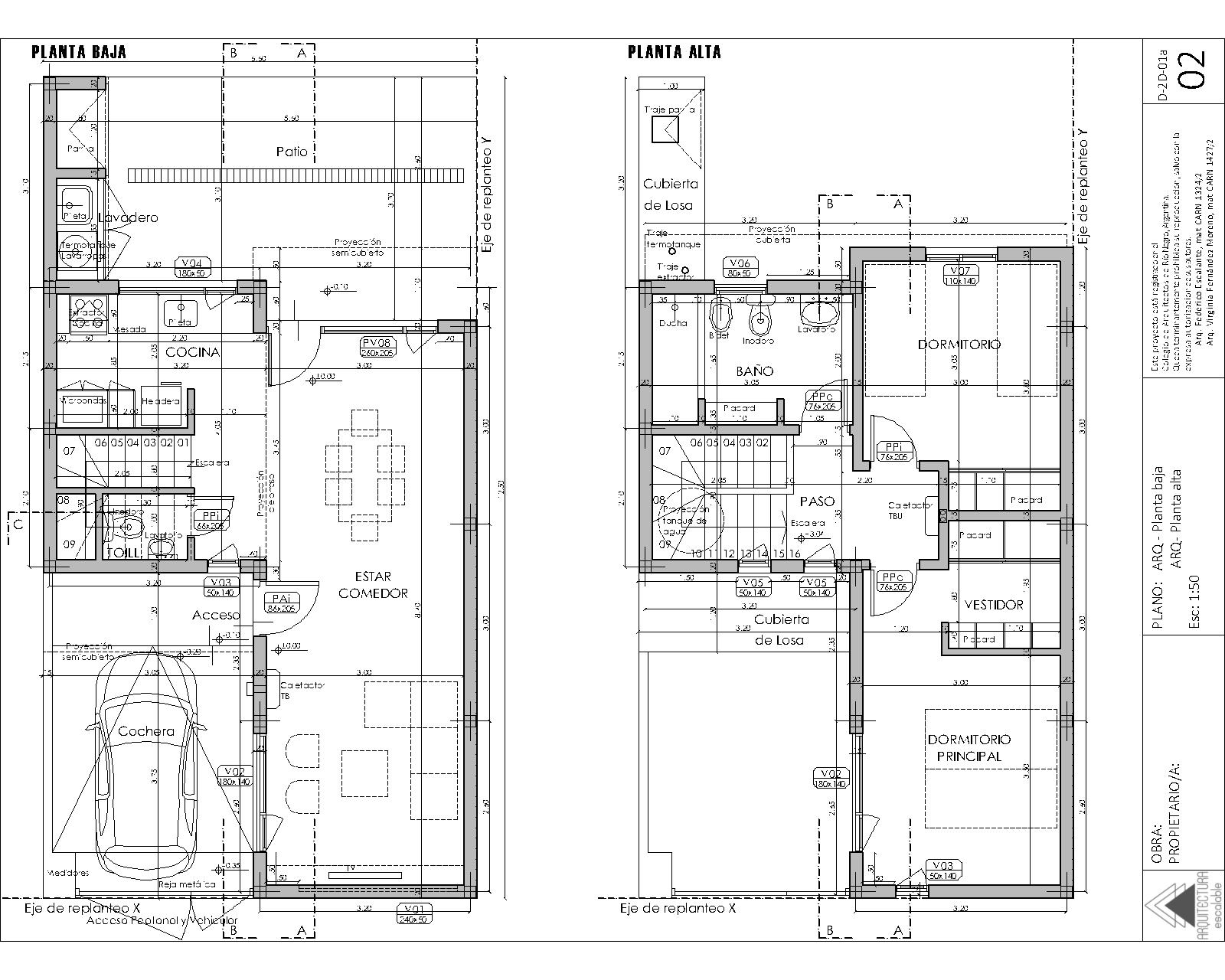 PLANOS DE CASA DE 100m2 DUPLEX DE 2 DORMITORIOS (Dx-2D-01) - Arquit...