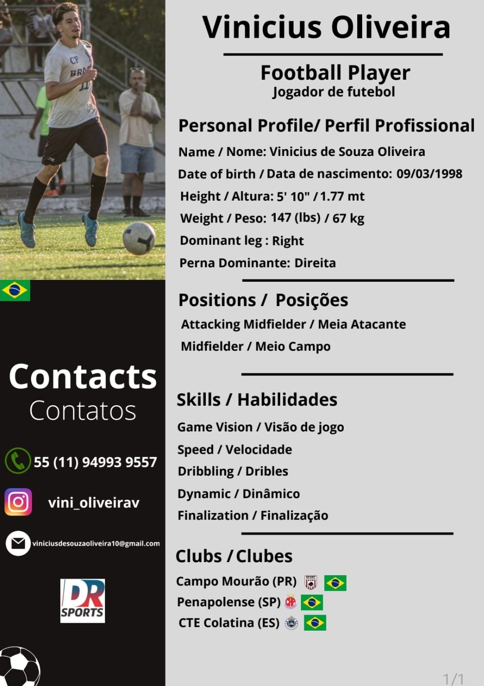 Currículo Esportivo - Vinicius de Souza Oliveira | Hotmart