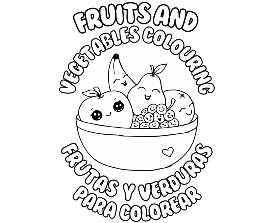 Fruits and vegetables colouring - Frutas y venturas para colorear