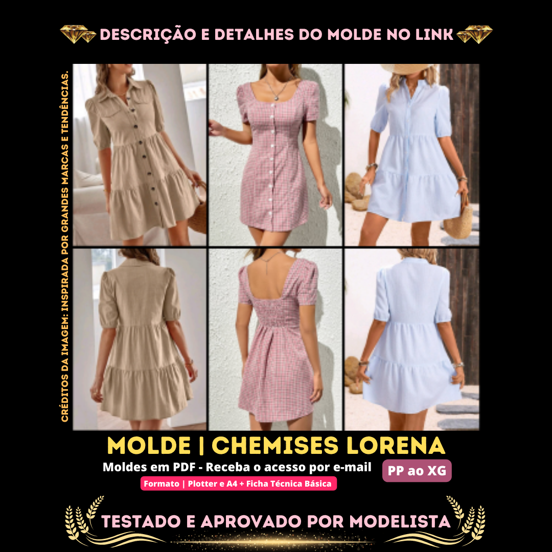 [Molde em PDF] - Chemises Lorena ID 4179720