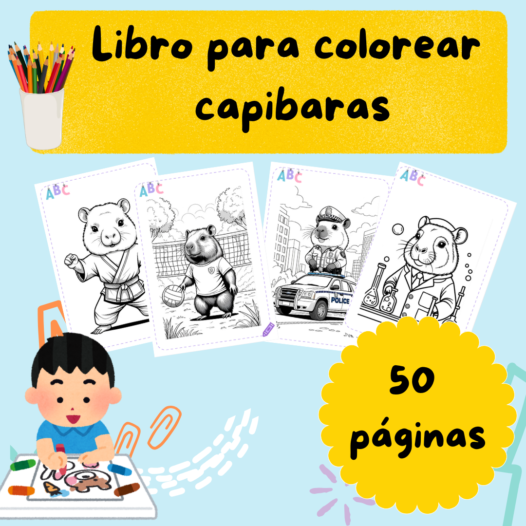 Libro para colorear capibaras | Hotmart
