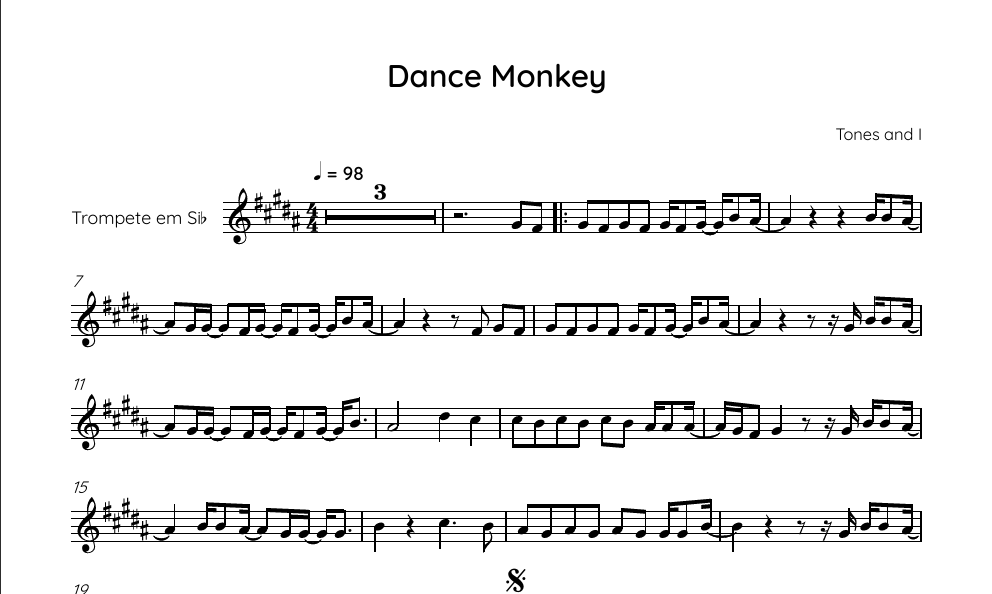 Partitura Dance Monkey - Trompete - Tones and I - Solos Instrumenta...
