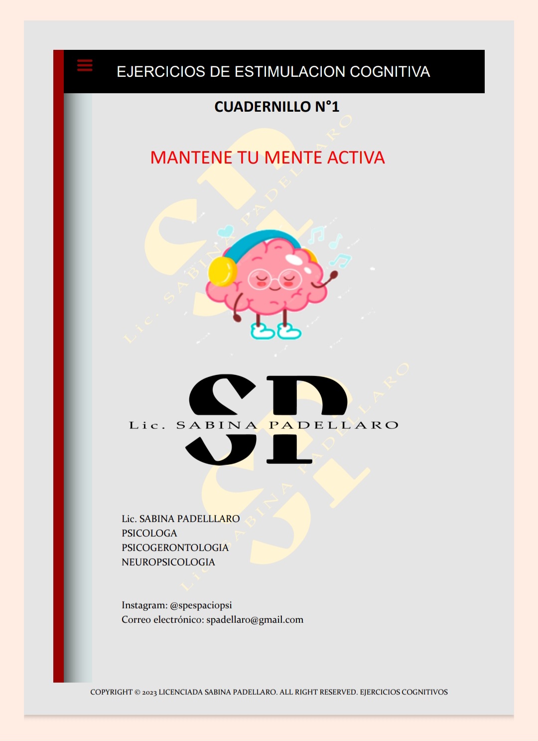 Cuadernillo de ejercicios de estimulación cognitiva - Sabina Padel...