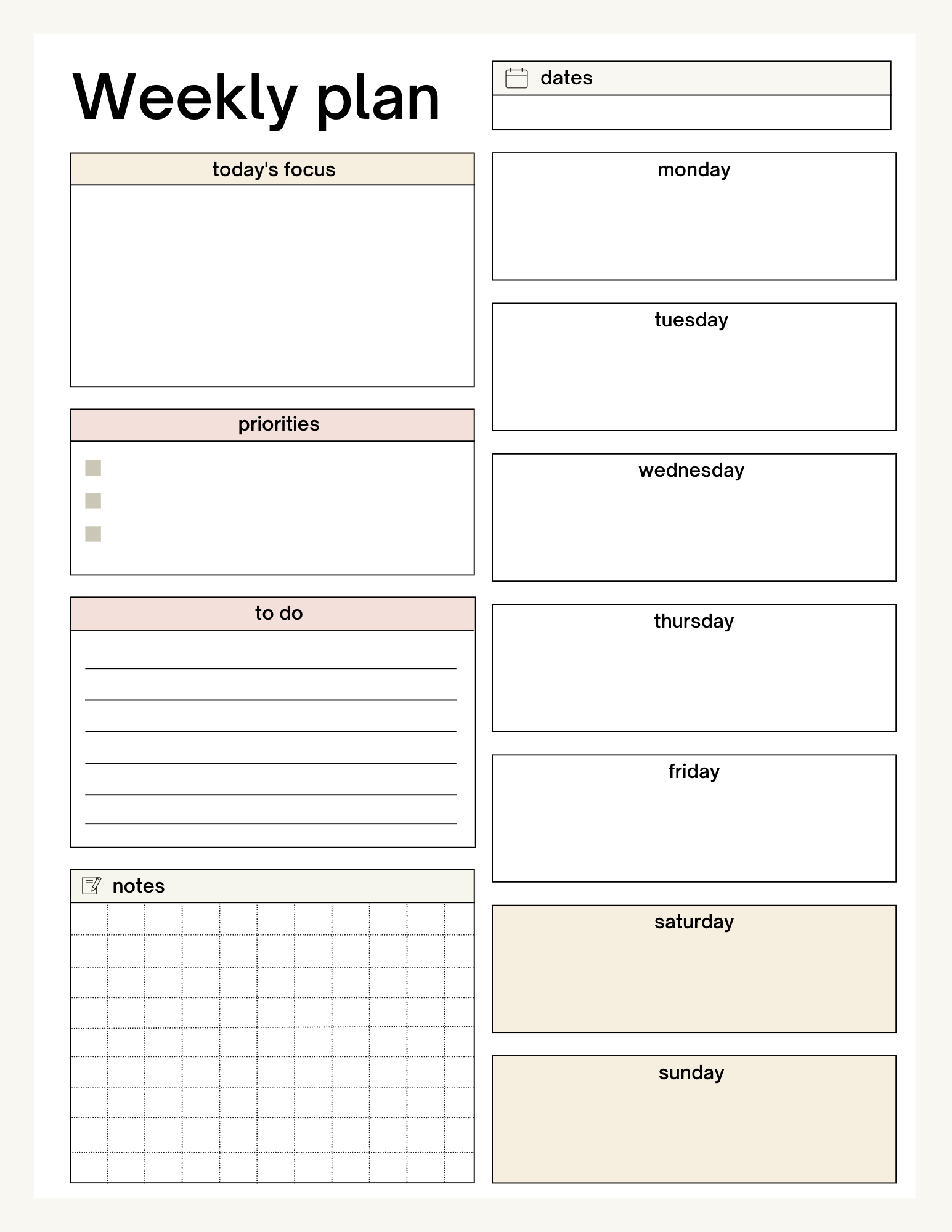 Simple Weekly Planner