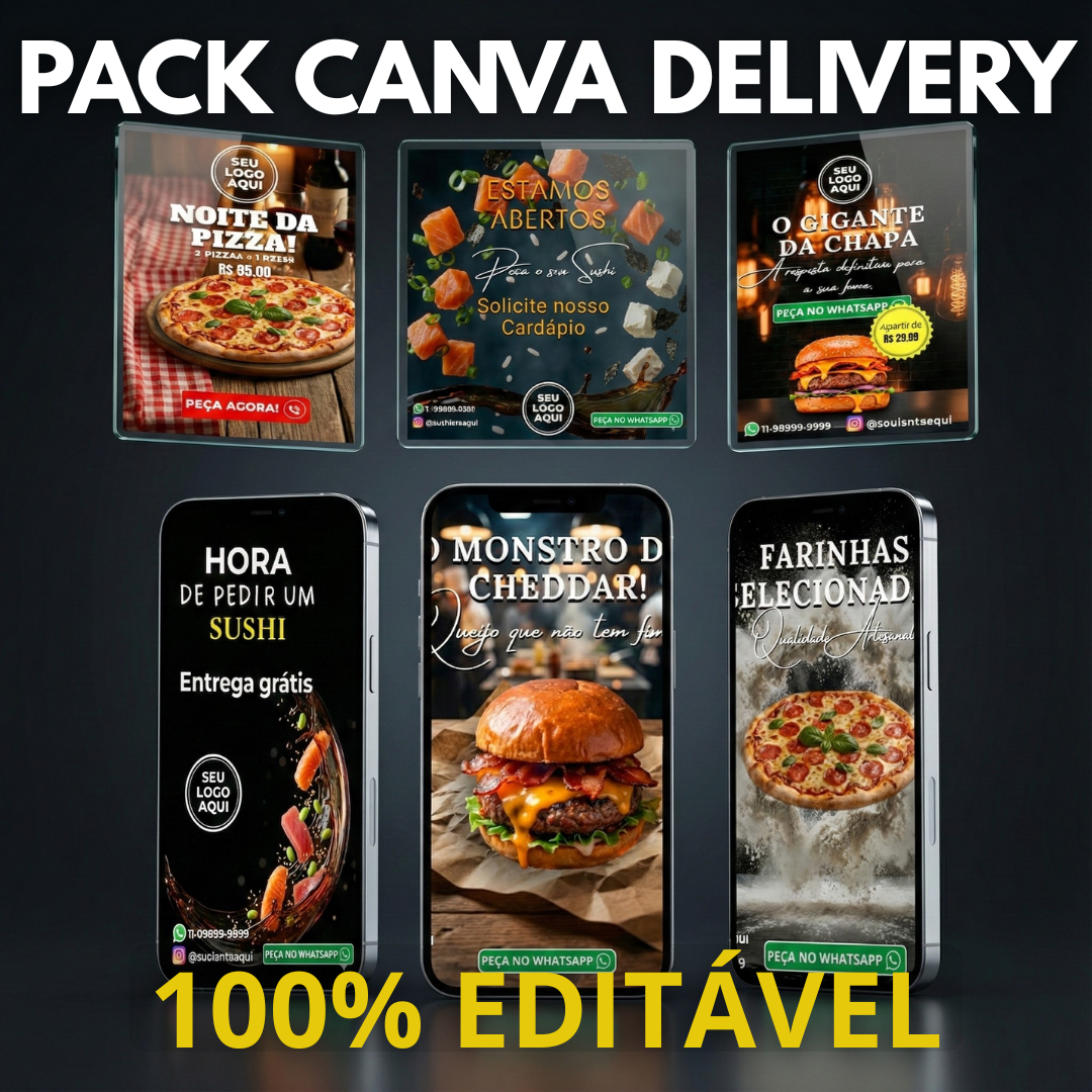 Pack Canva Delivery: Artes para Instagram e Redes Sociais - LEANDRO...