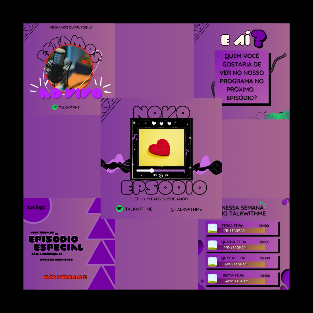 Pacote de Artes para Podcasts - Templates editáveis Canva - Kayron ...