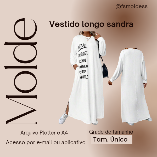 Molde vestido longo sandra - Franciele Souza | Hotmart