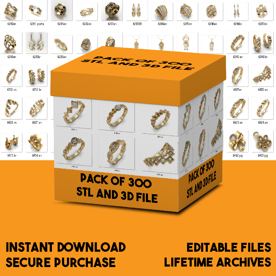 PACKAGE OF STL AND 3D FILE FOR JEWELERS