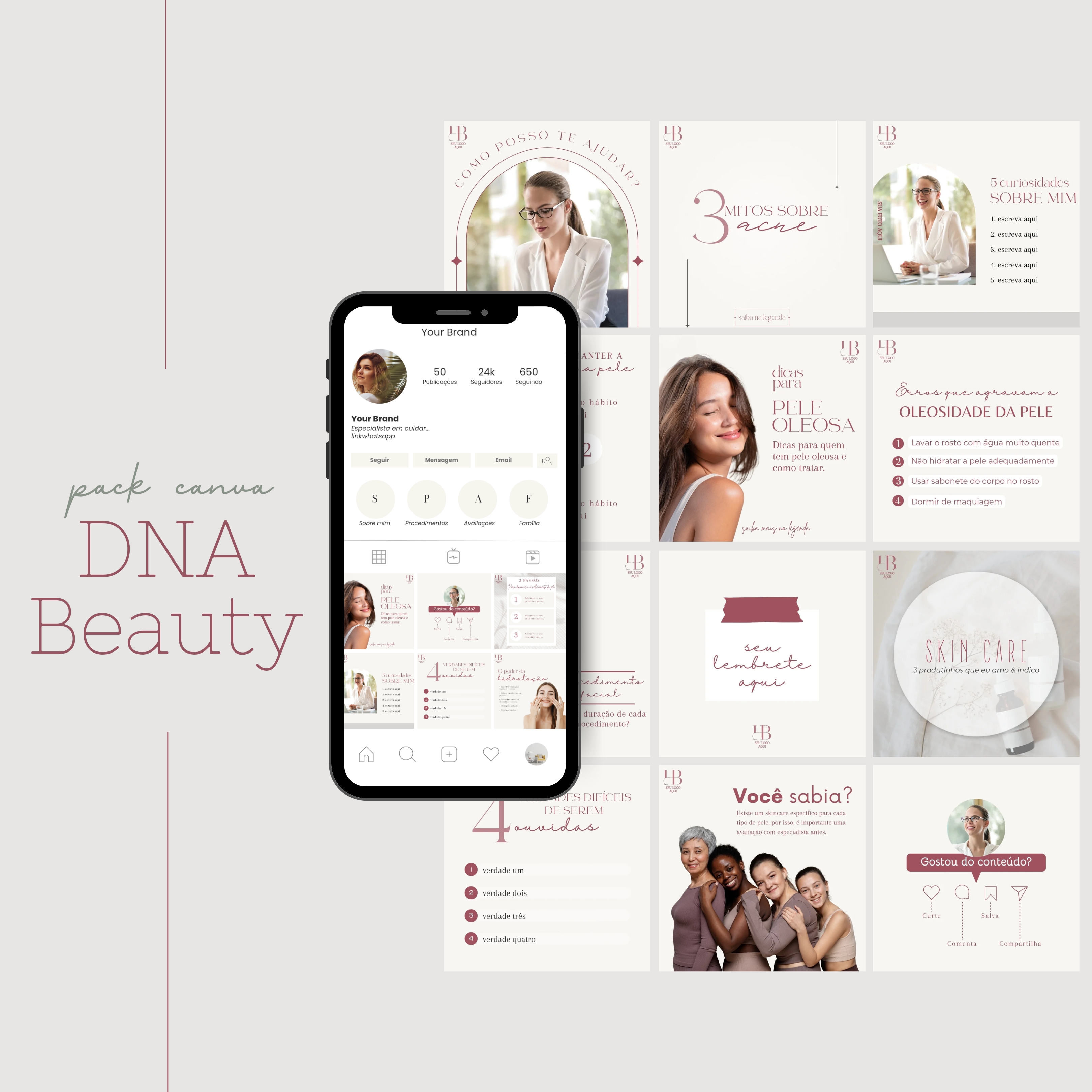Pack Canva - DNA Beauty - Health Branding | Hotmart