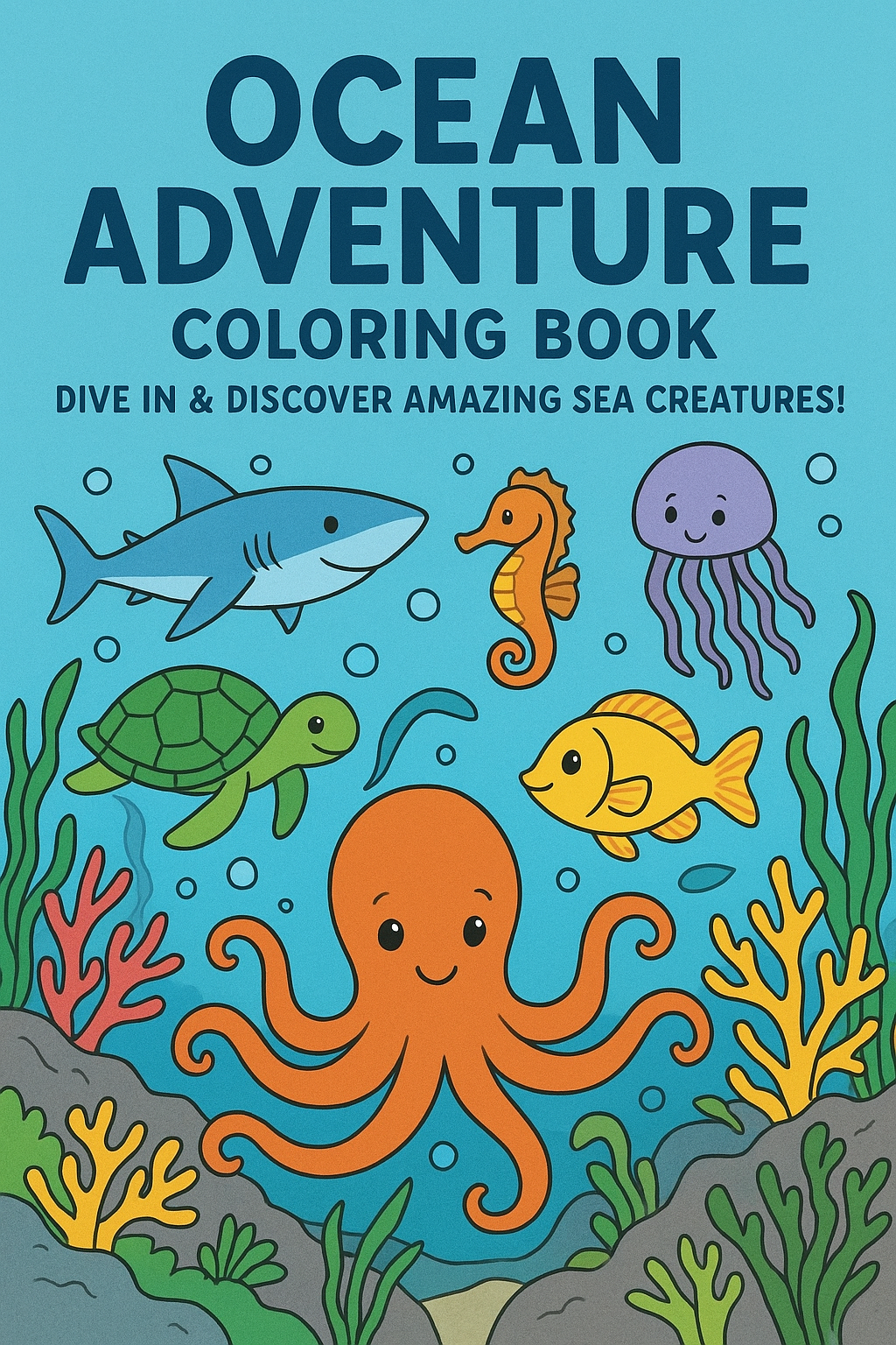 Ocean Adventure Coloring Book: Dive In & Discover Amazing Sea C...