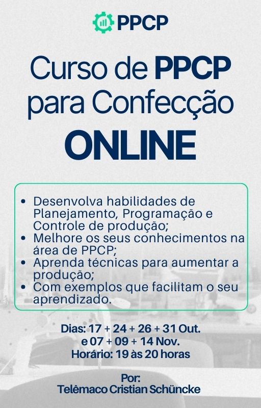 Curso de PPCP para Confecção online - Telêmaco Cristian Schuncke