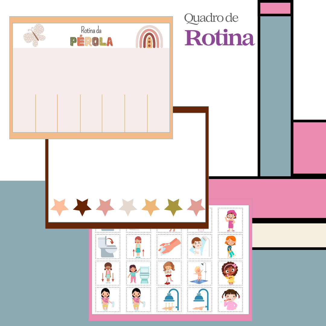 Quadro de rotina para crianças - banho e ida ao banheiro - - La Lu...