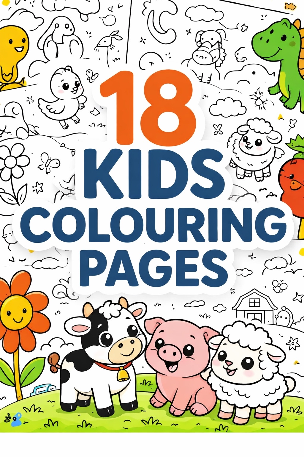 Happy Farm Friends — Printable Coloring Book for Kids | Hotmart