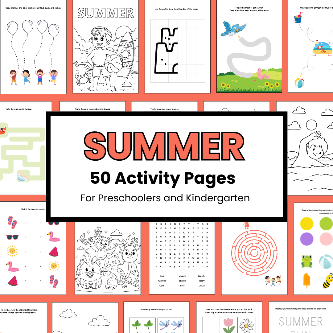 50 Summer Activity Pages, Summer Activity Kindergarten, Summer Prin...