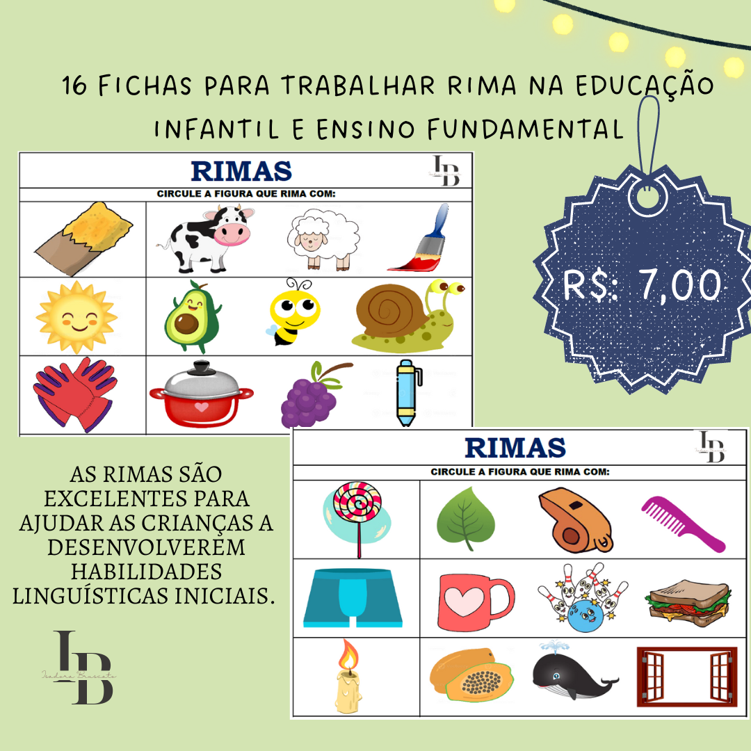 FICHAS PARA TRABALHAR RIMAS DE UMA MANEIRA LÚDICA E DIVERTIDA. - Is...