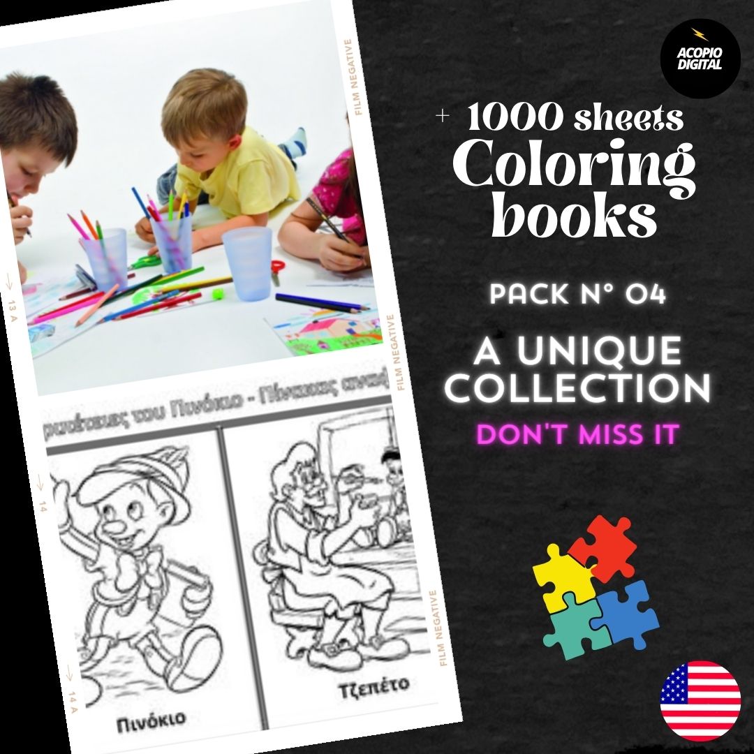 Children's Coloring Stories | 1000+ Pages in 11 Exclusive PDFs | Pack N° 04