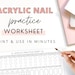 Acrylic Practice Sheet, Nail Liquid and Powder Workbook, Acrylic Mi...