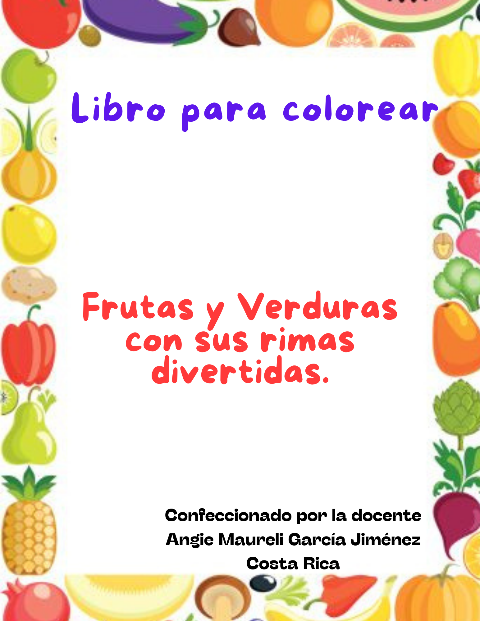 Libro infantil para Colorear Frutas y Verduras con sus rimas divert...