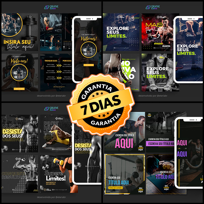 Kit Personal Trainer/Academia para as Redes Sociais
