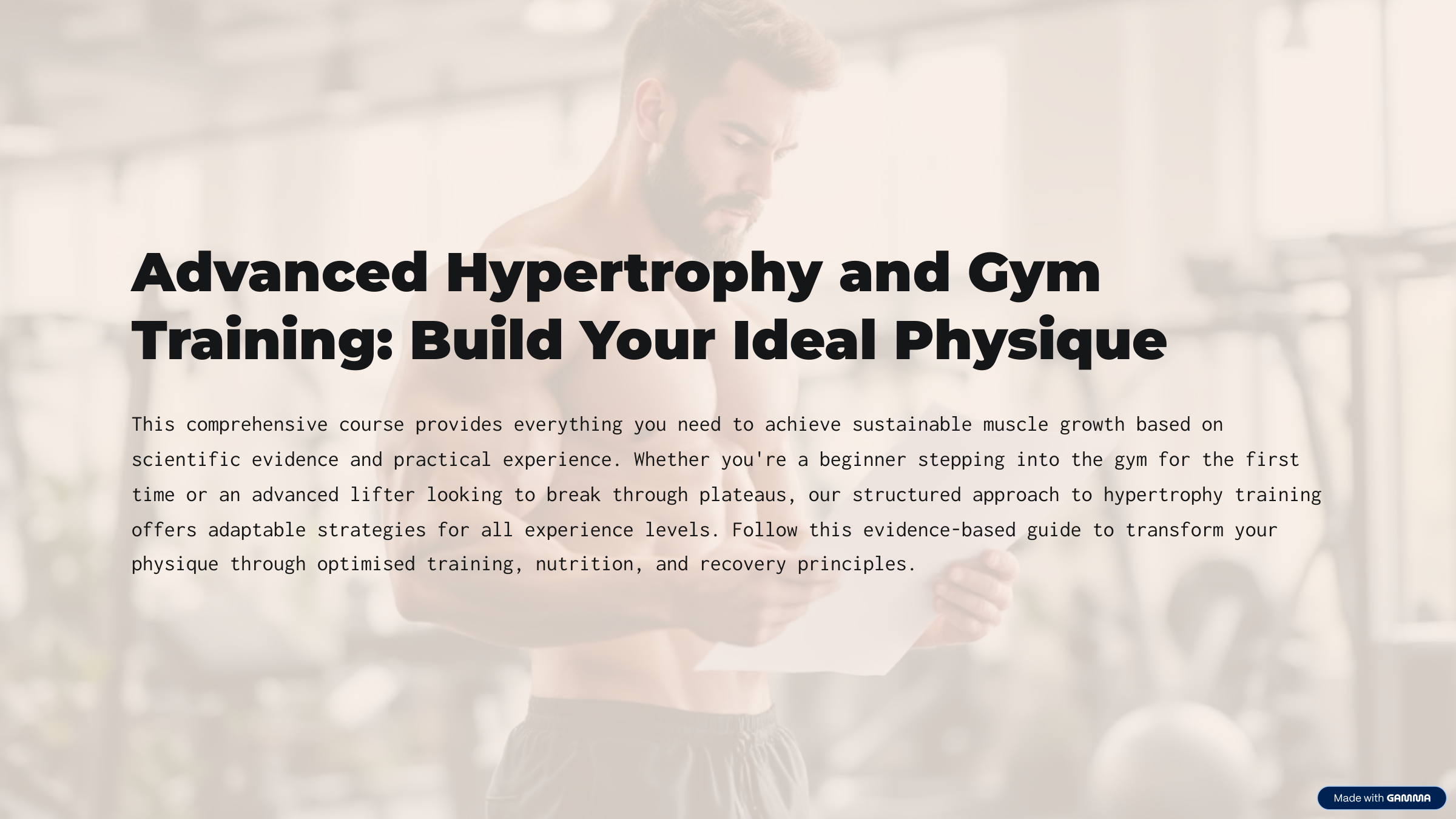 Advanced Hypertrophy and Gym Training: Build Your Ideal Physique
