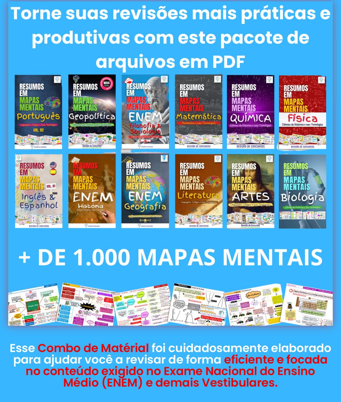 Combo ENEM Premium: + de 1.000 Mapas Mentais + 138 de Anatomia e Fi...