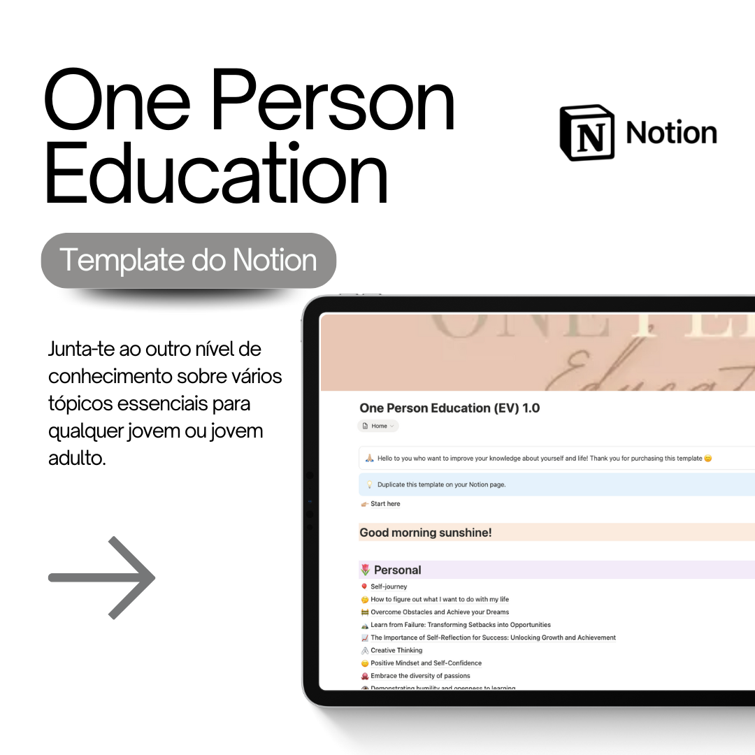 One Person Education (Template do Notion) - Adriana Correia | Hotmart