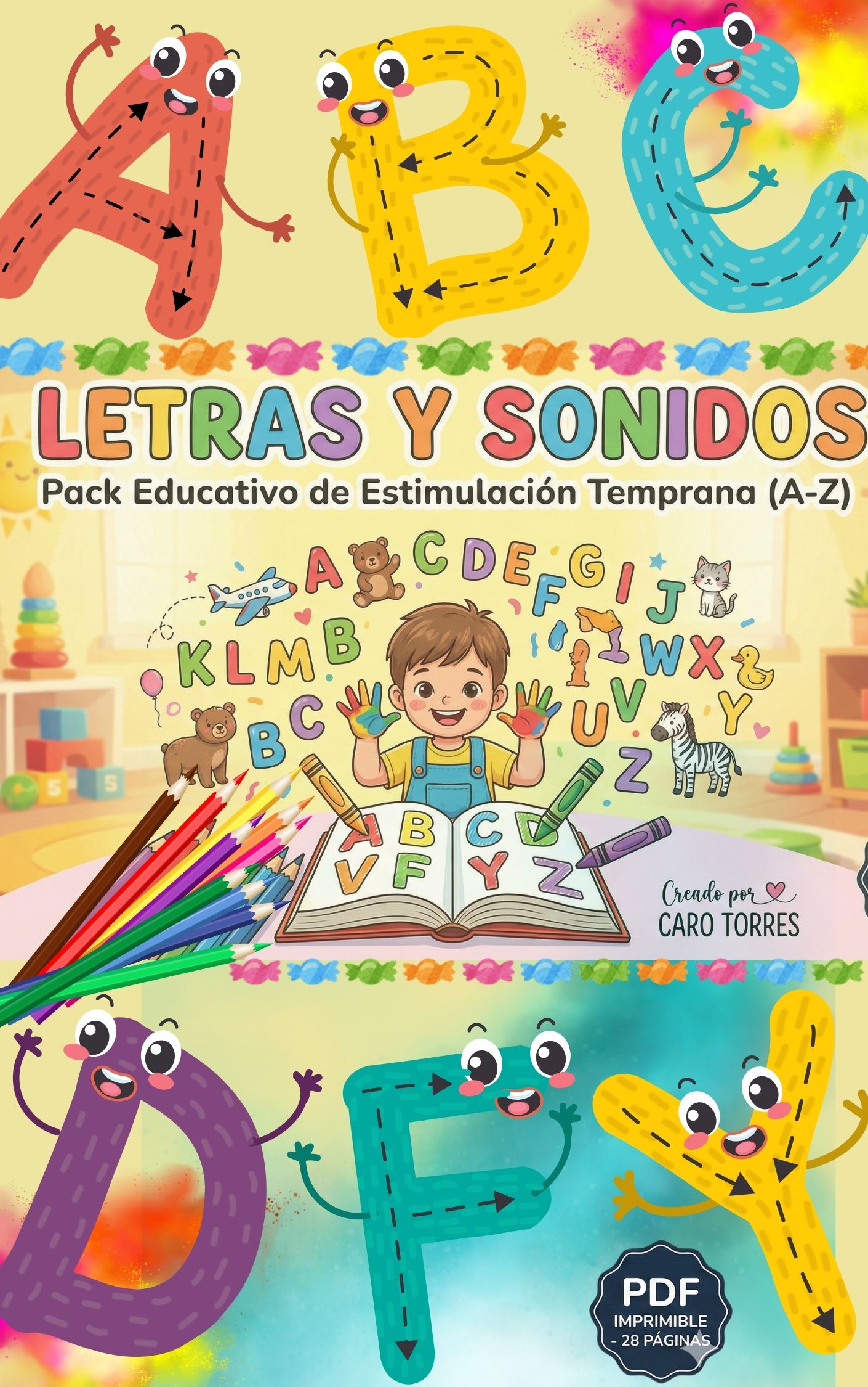 Letras y Sonidos: Pack Educativo de Estimulación Temprana (A-Z) - C...
