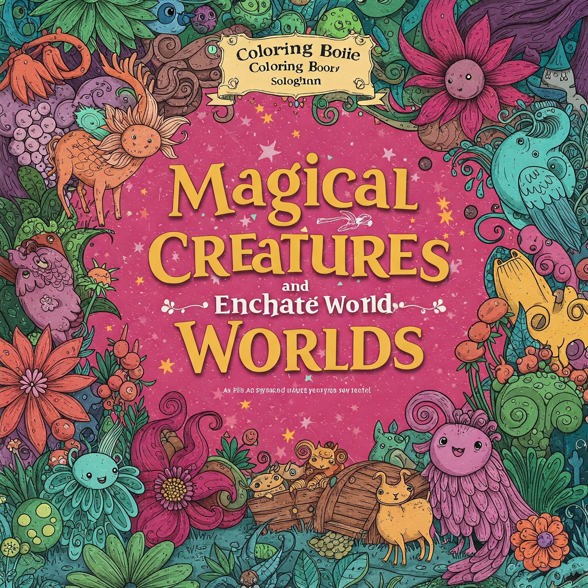 Coloring book magical creatures