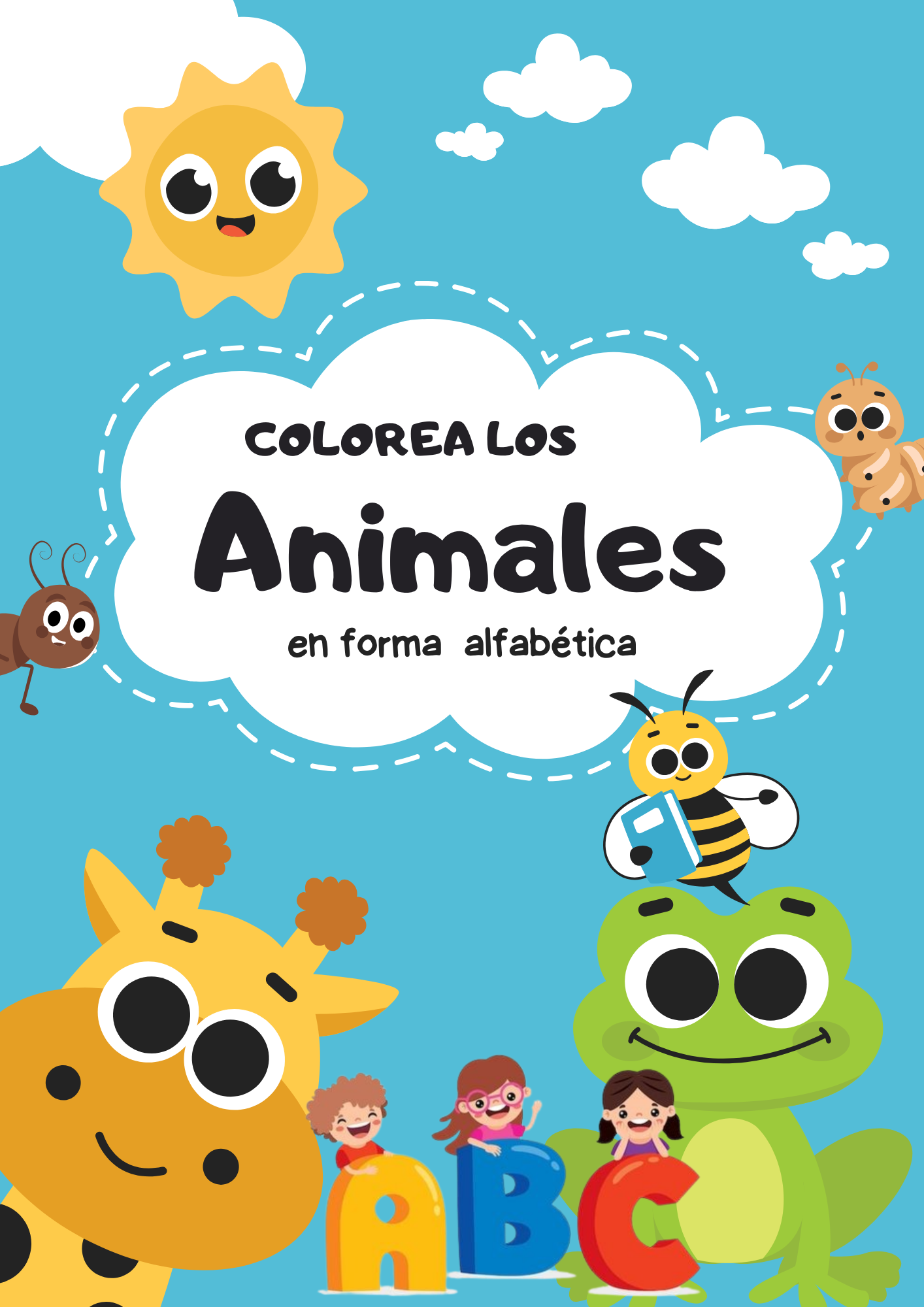 libro para colorear animales , aprender de forma sencilla y educati...