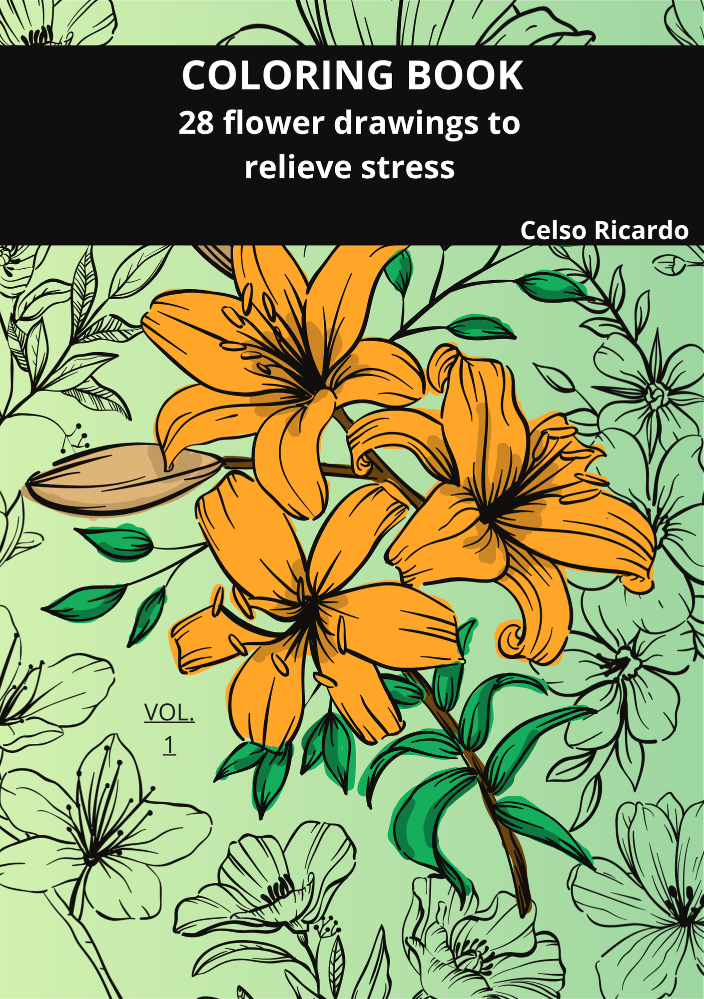 COLORING BOOK: 28 flower drawings to relieve stress - Celso Ricar...