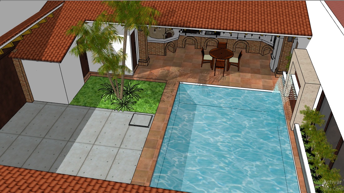 Plano Casa de Campo en 22x20 M. 3 Rec. Oficina y Alberca - PlaneaTu...