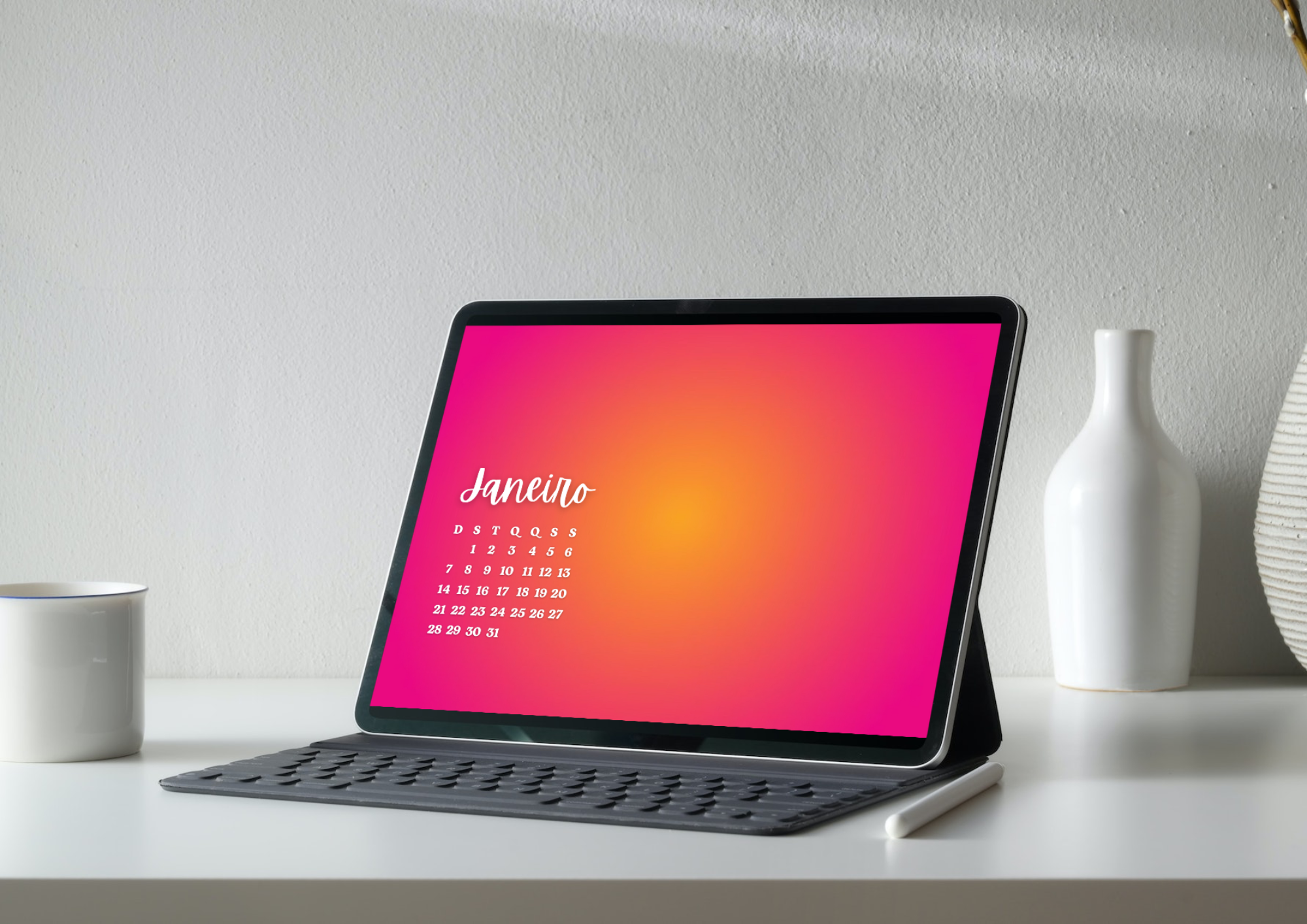 PACK WALLPAPER P/ TABLET - CALENDÁRIO 2024 (PINK AUREA) - Rafaella ...