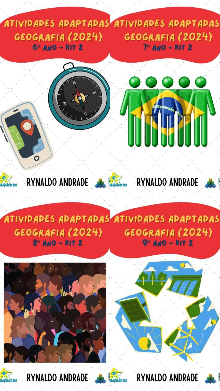 KIT 2 - ATIVIDADES ADAPTADAS GEOGRAFIA (2024) (6º ao 9º) - Rynaldo ...