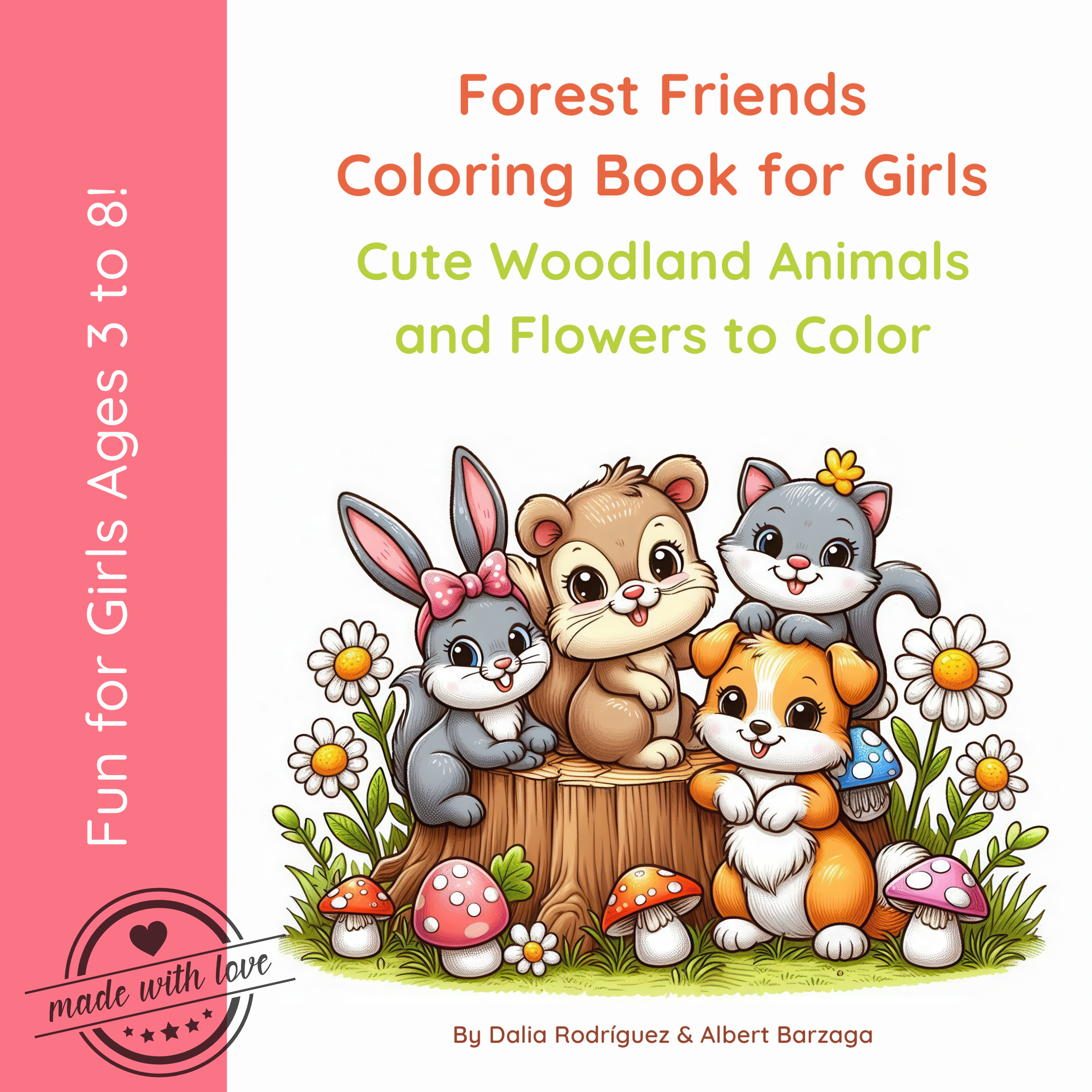 Forest Friends Coloring Book for Girls - Cute Woodland Animals and ...