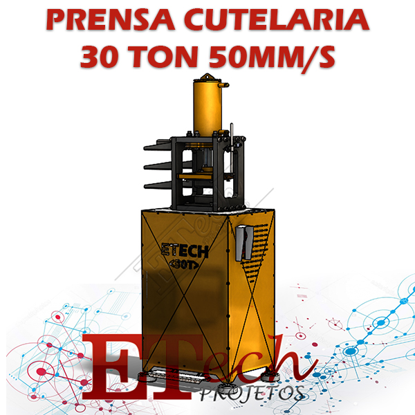 Prensa Hidráulica 30TON 50MM/S Etech Cutelaria Forjamento Caldeamento ...