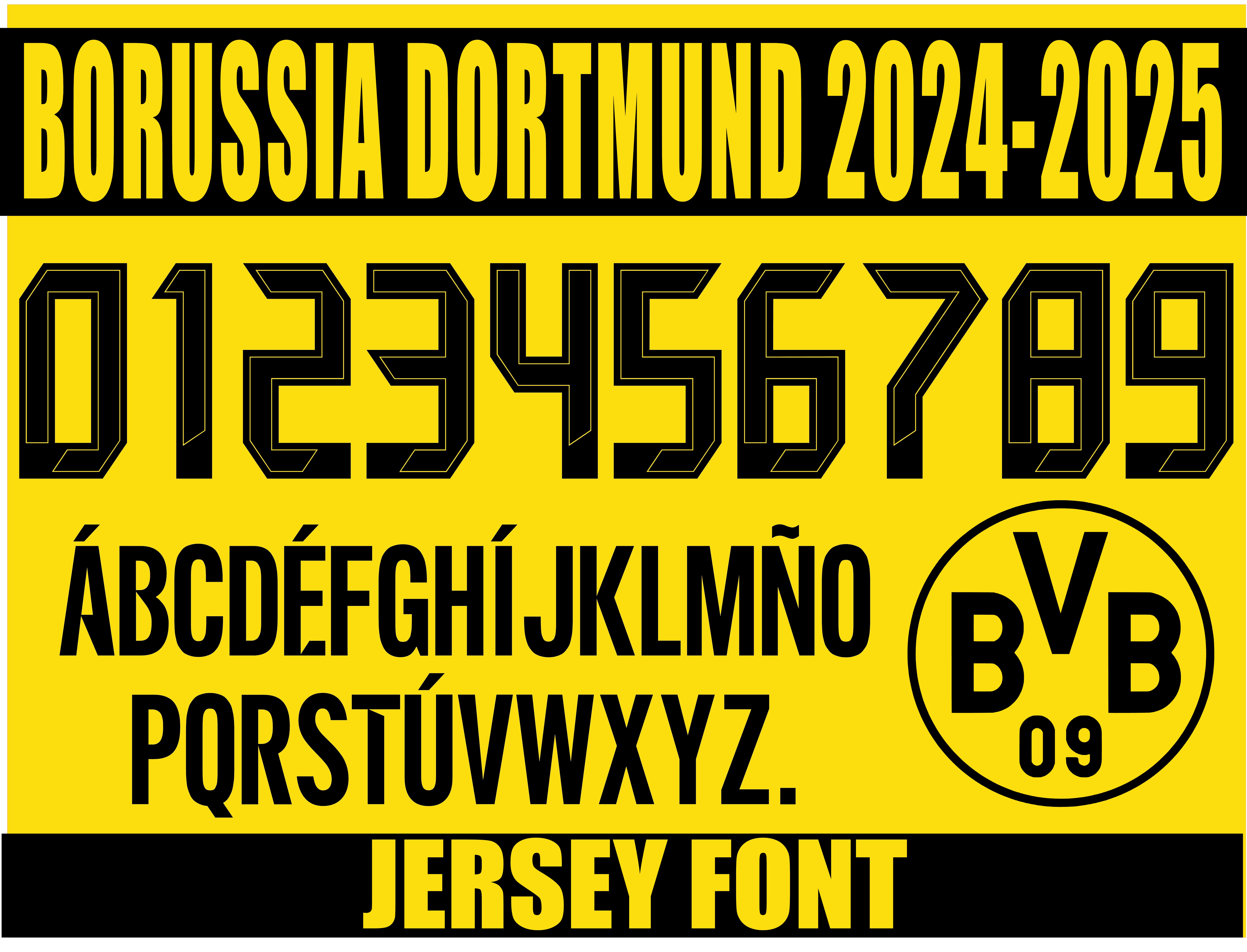 FONT BORUSSIA DORTMUND 2024-2025 VECTOR TTF, SVG, Digital Download ...
